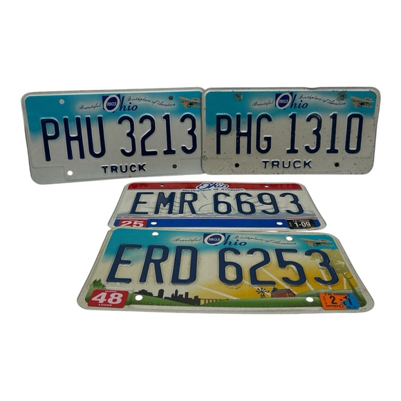 Other | Lot Of 4 Vtg Ohio License Plates Farm Scenetruck Tags Aviation ...